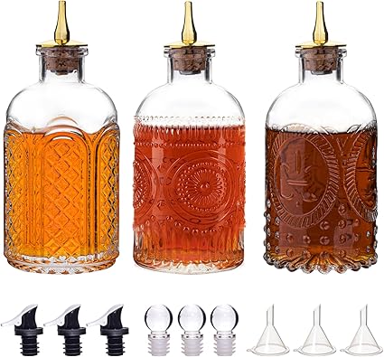 Amazon.com: Galssmagic Bitters Bottle Set of 3,Glass Bottles with Dash ...