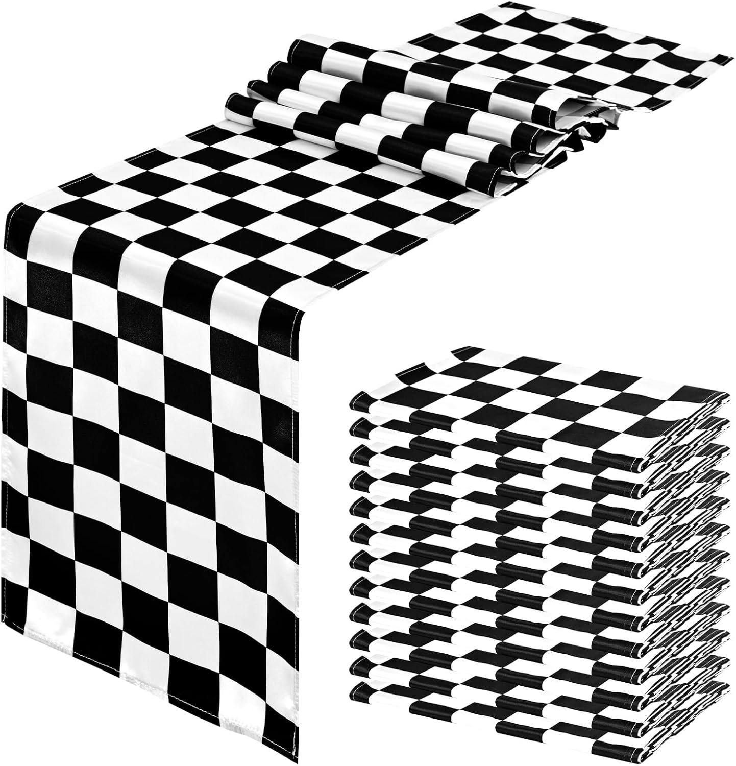 Amazon.com: 12 Pack Checkered Table Runner, Polyester Classic Black and ...