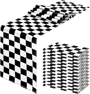 Amazon.com: 12 Pack Checkered Table Runner Polyester Classic Black and ...