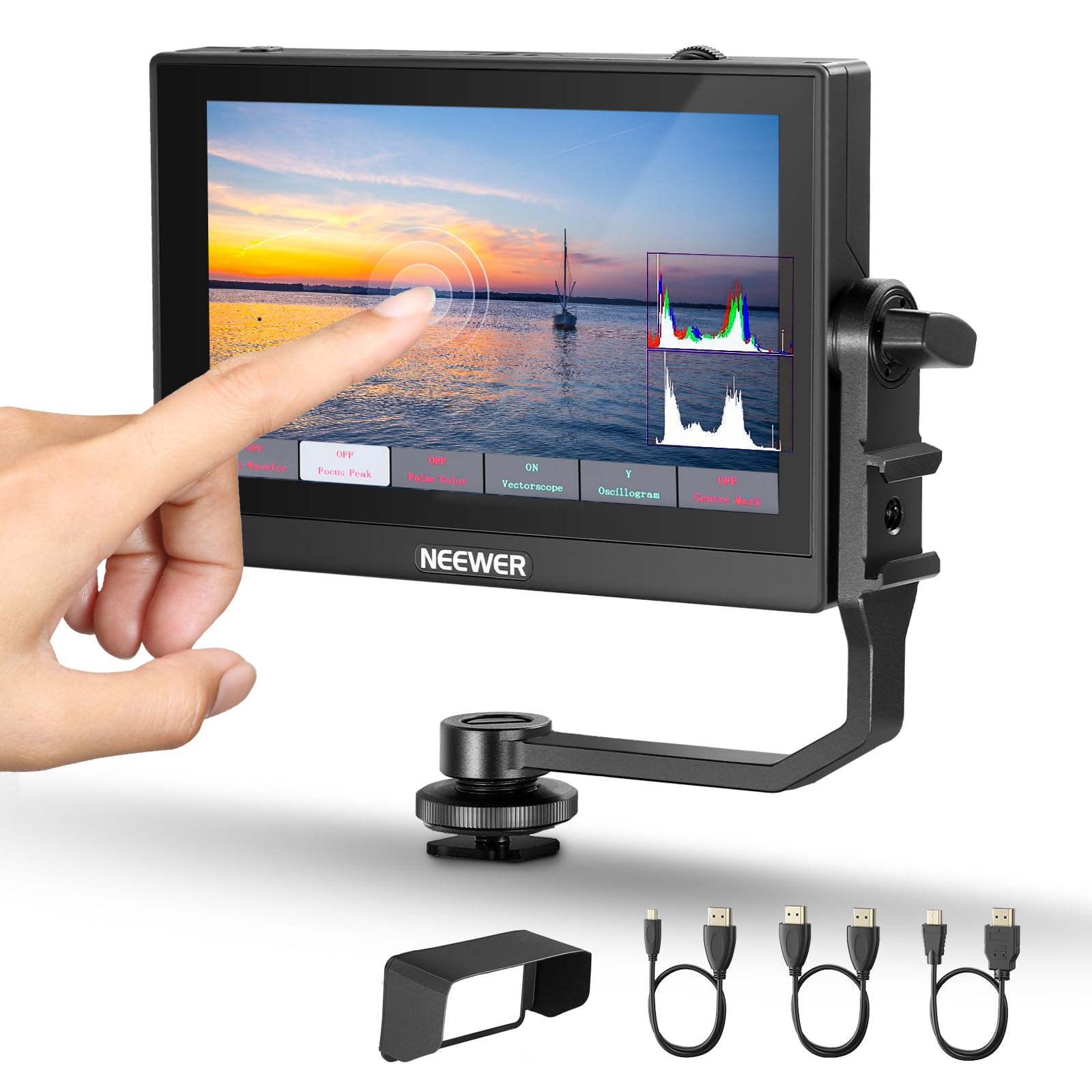 NEEWER F500 5.5 Inch Camera Field Monitor, HDR Touch Screen with 3D LUT ...