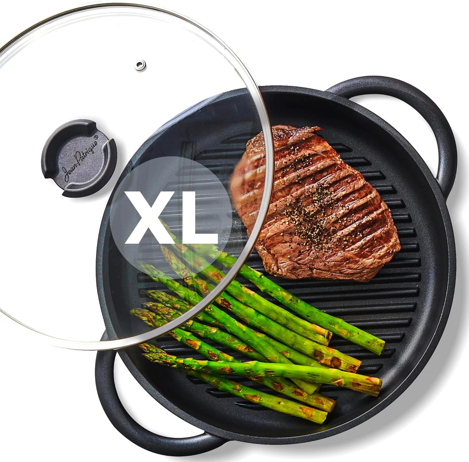 Amazon.com: The Whatever Pan, Cast Aluminium Griddle Pan with Glass Lid ...