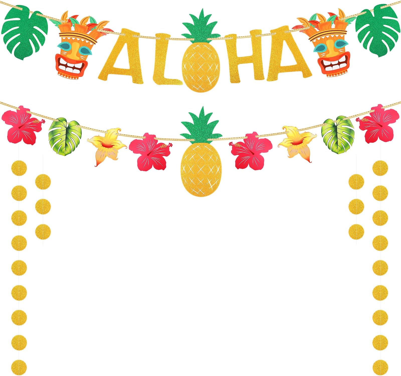 Amazon.com: Hawaii Aloha Party Decorations - Gold Glitter Aloha Banner ...