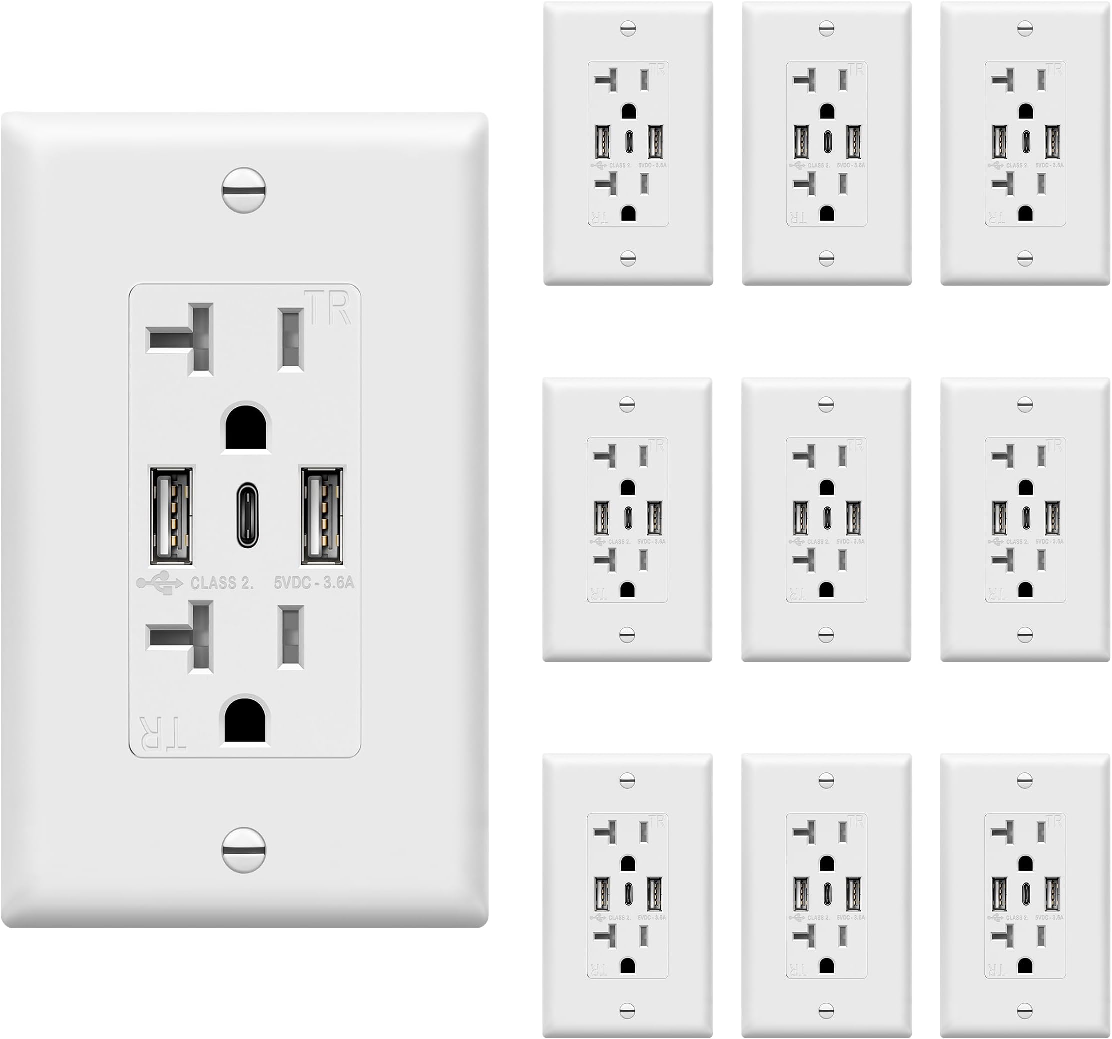 Amazon.com: [6 Pack] 3.6A/18W USB Receptacle Outlet, 15 Amp Tamper ...