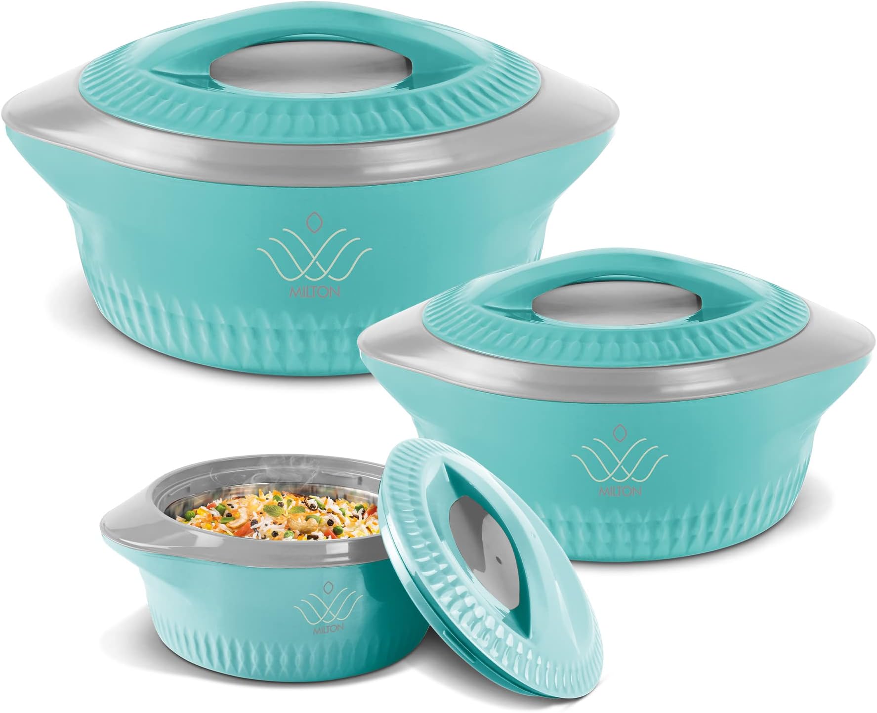 Buy MILTON Divine Jr Inner Stainless Steel Casserole (Set of 3, 430 ml ...