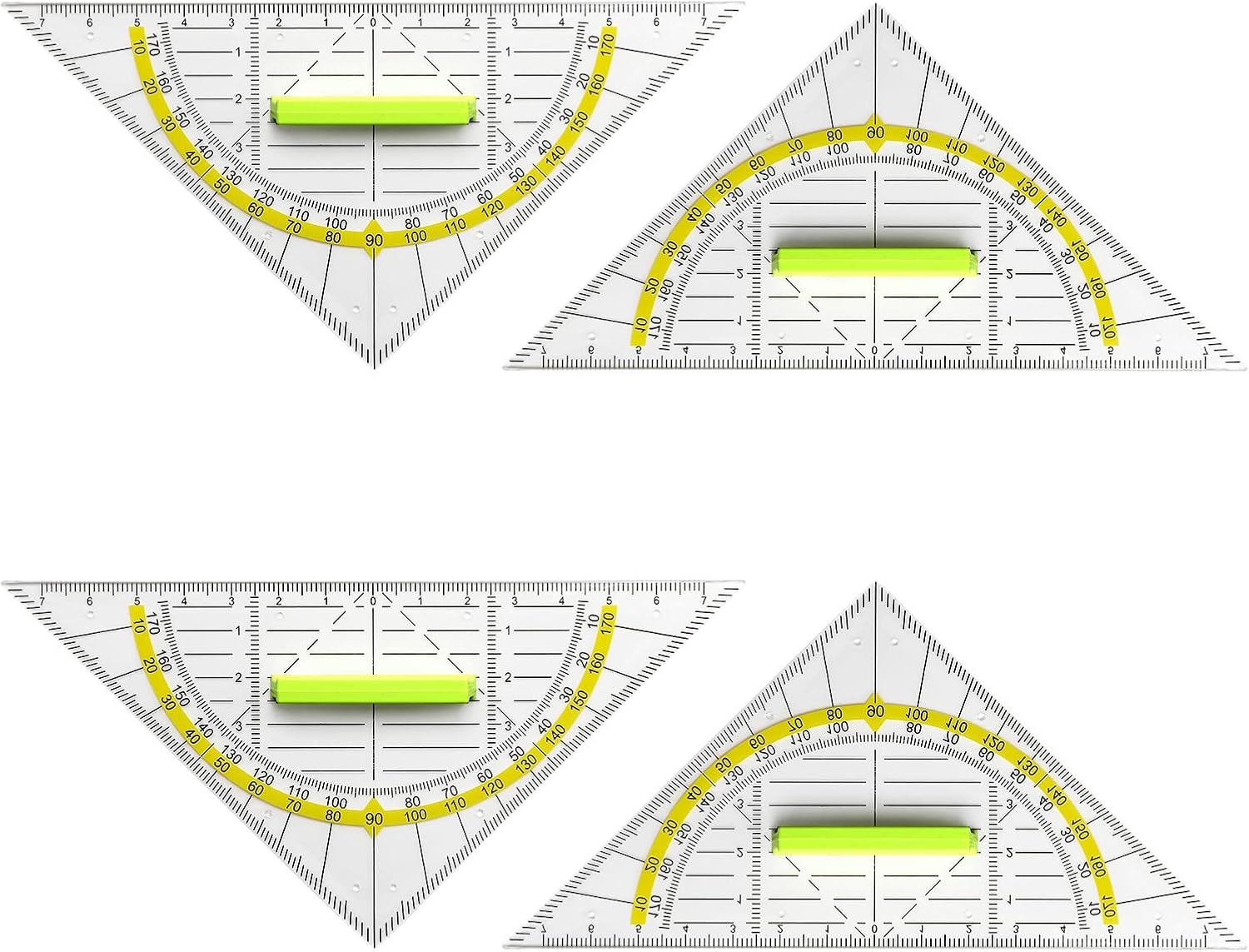 Equerre Ecole Rapporteur, 4 pcs Règle Equerre Rapporteur 2 en 1 Kit ...