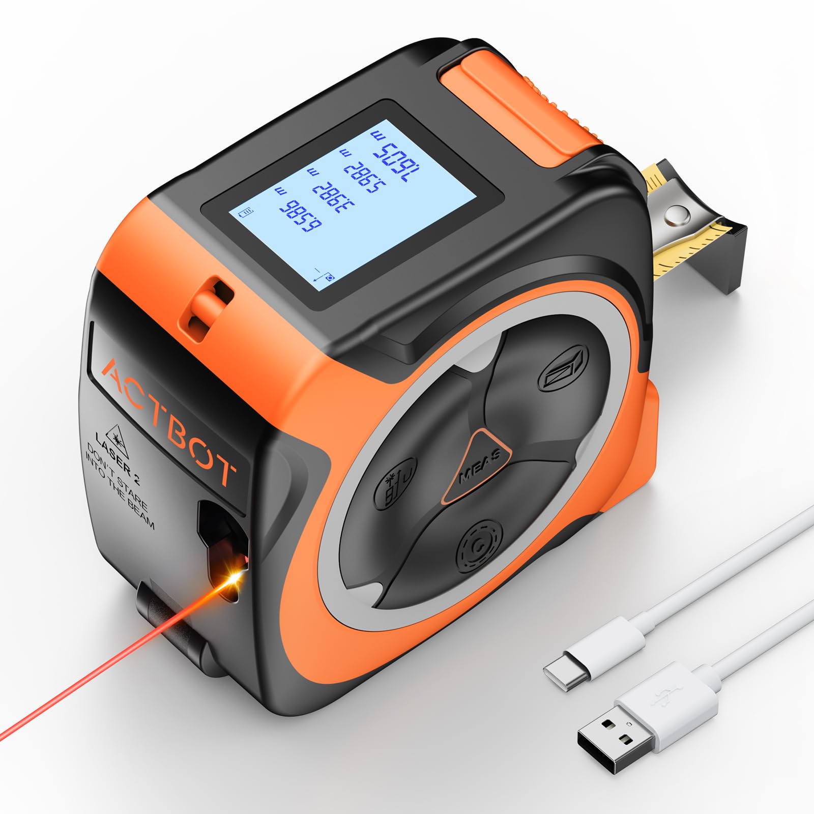 Amazon.com: ACTBOT 2-in-1 Laser Tape Measure 197Ft Rechargeable Digital ...