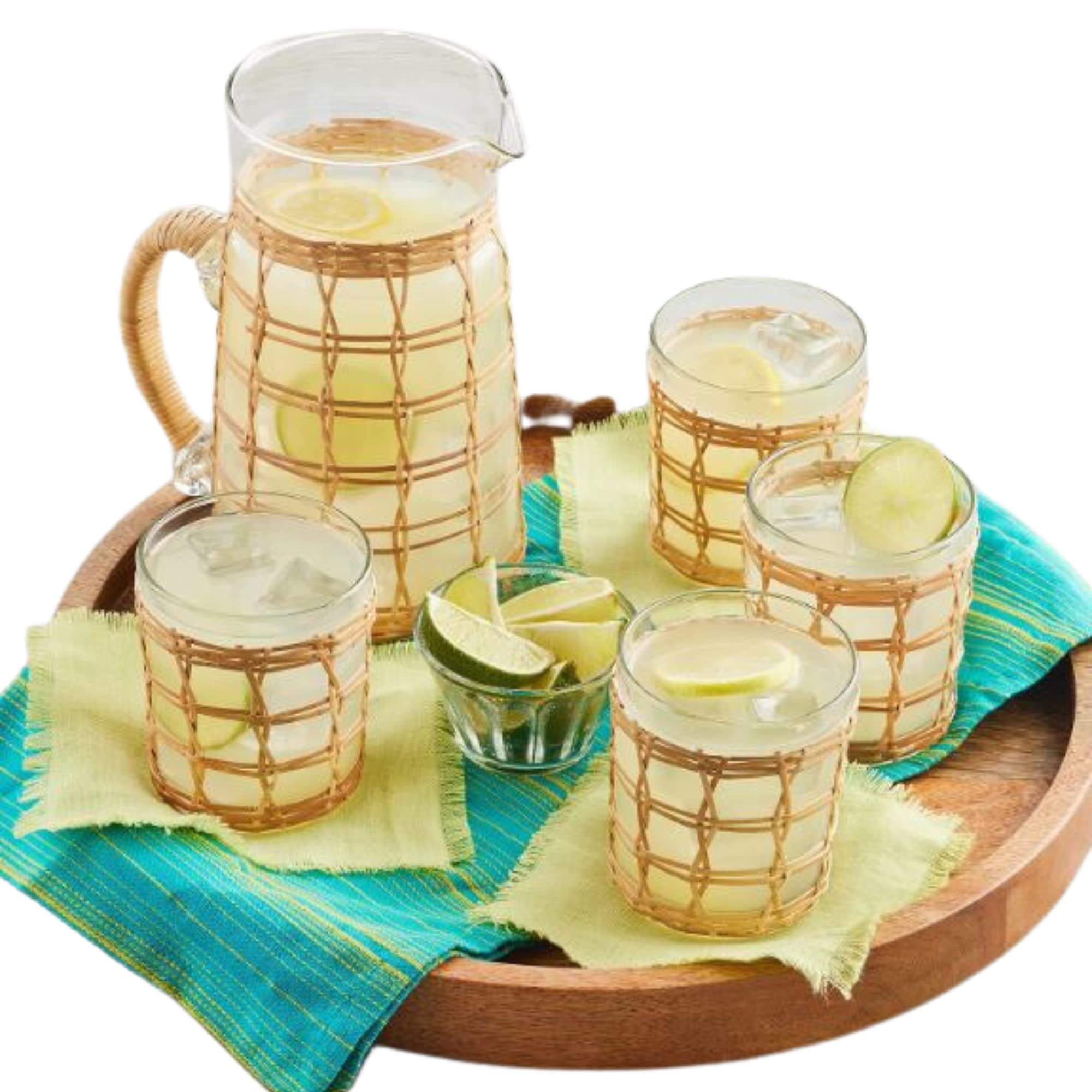 Amazon.com: Harry & David Wicker-Wrapped Tumblers And Pitcher Set ...