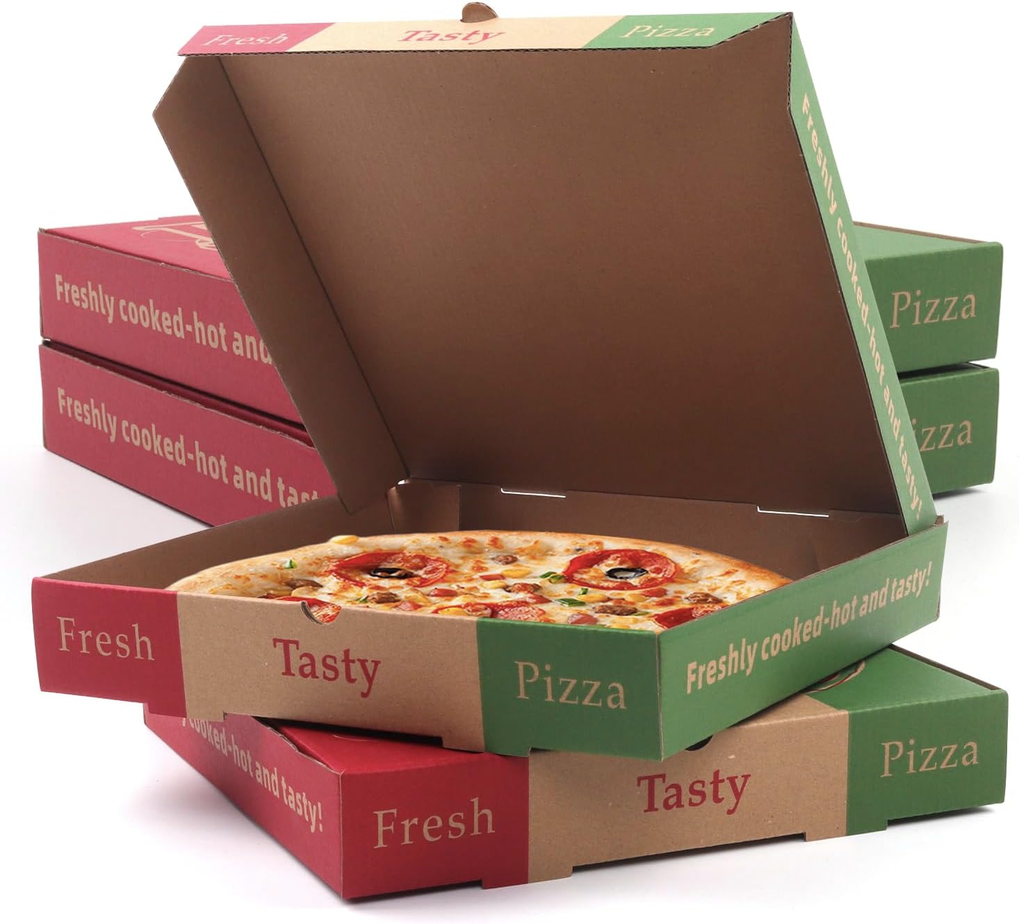 Amazon.com: Rocutus Pizza Boxes,15 Pack Kraft Corrugated Pizza Boxes ...