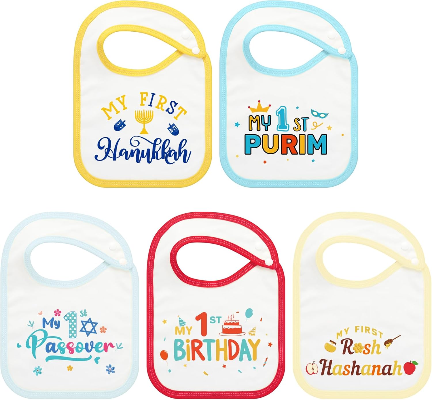 Amazon.com: Cuffbow 5 Pcs Baby First Holiday Bibs Set for Boys or Girls ...