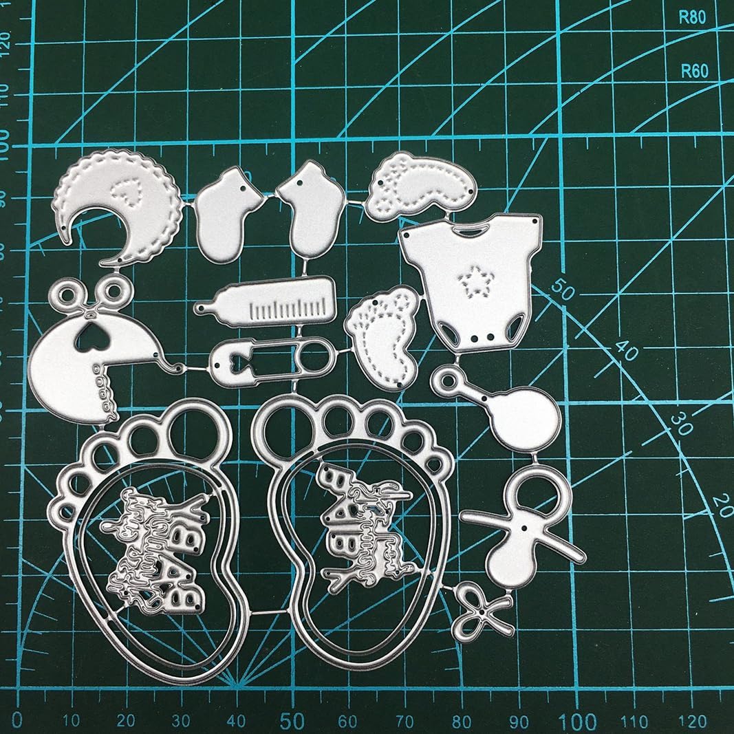Amazon.com: Baby Shower Metal Cutting Dies Baby Footprints Babby Boy ...