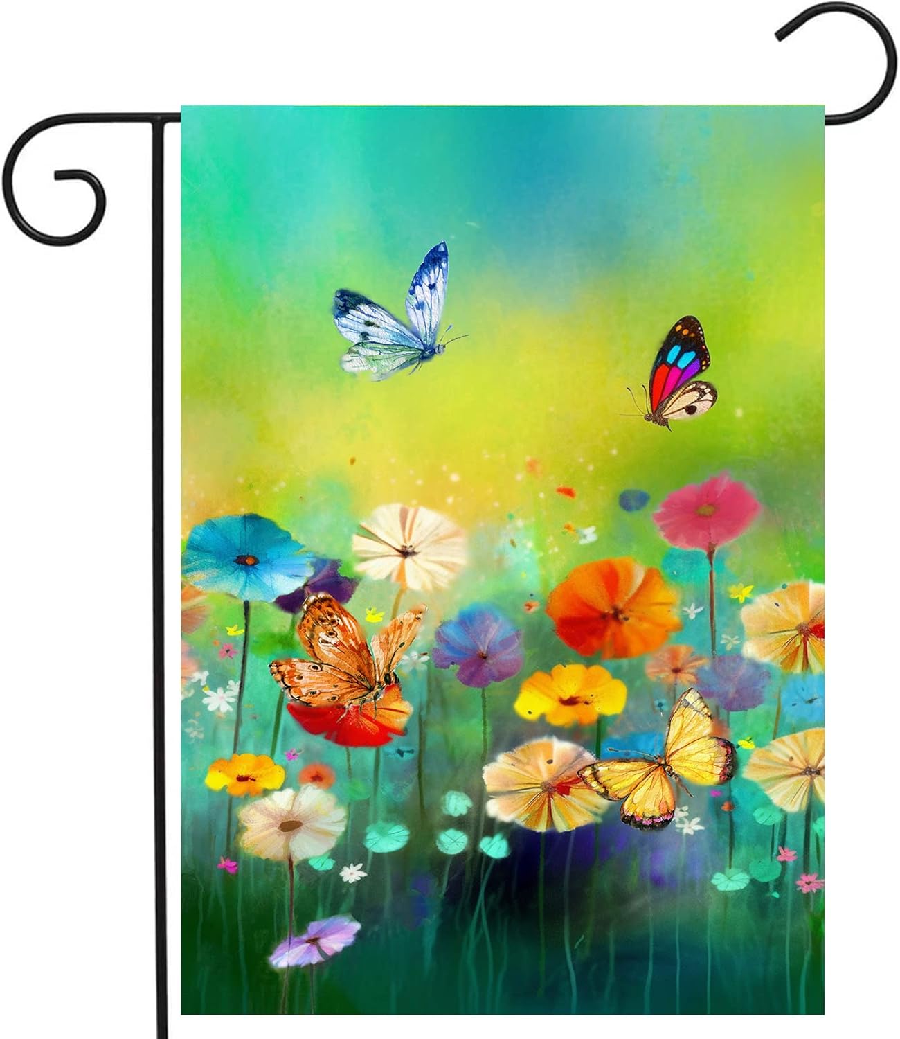 Amazon.com : Summer Flower Garden Flag Butterfly Flag Floral Spring ...
