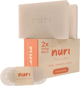 Nuri Tallow Soap 2 x 100G Multipack – Unscented Luxury Soap – Luxurious ...