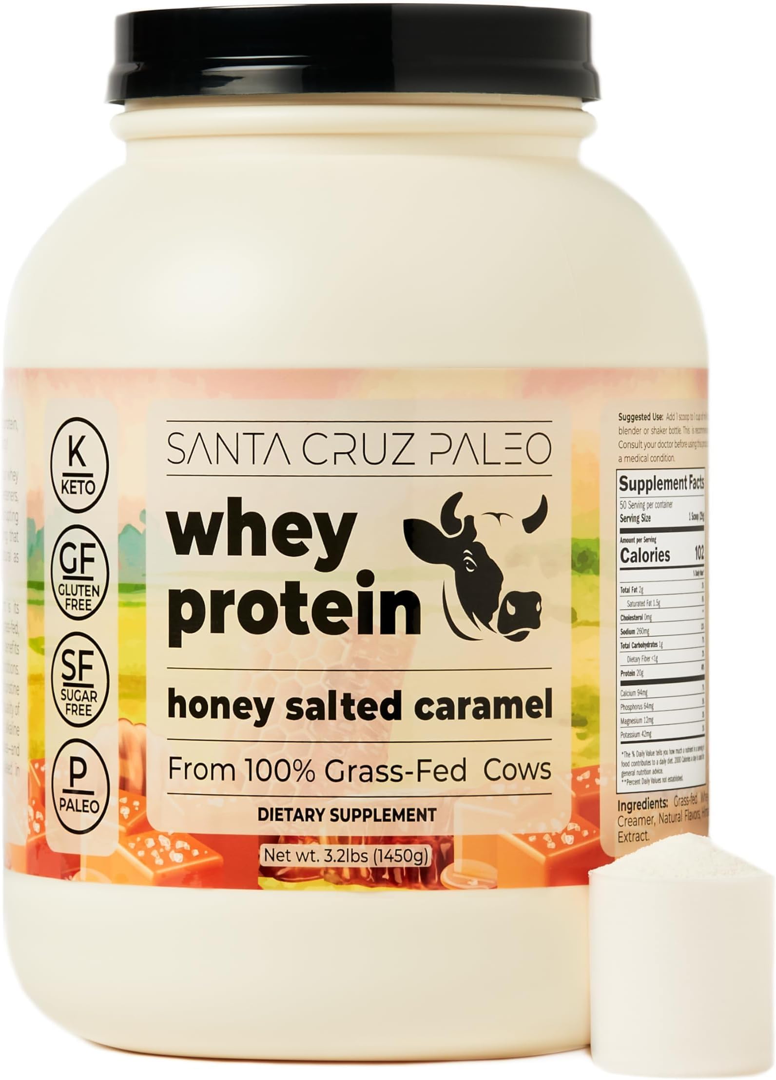 Amazon.com: Santa Cruz Paleo Whey Protein Tub (Honey Salted Caramel ...