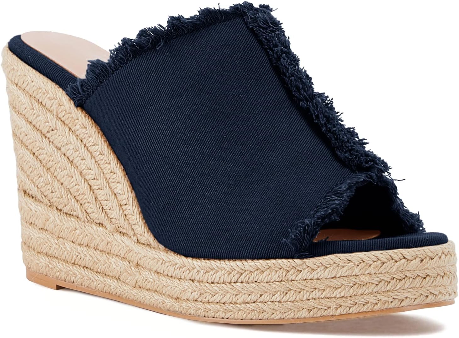 Amazon.com | Juliet Holy Womens Wedge Sandals Peep Toe Denim Slip On ...