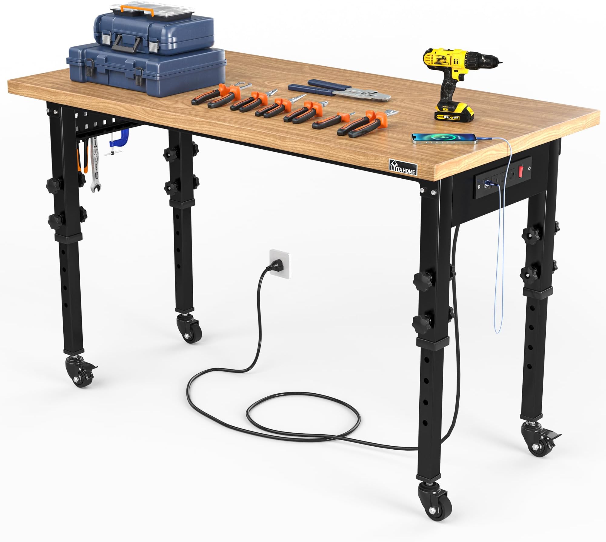 ACONEE 48" Adjustable Workbench, Heavy Duty Workstation 2000 LBS Load ...