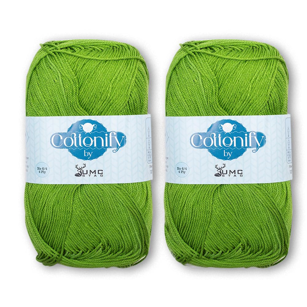 Cottonify DK Weight Pack of 2 100% Combed Cotton Mercerized Crochet and Knitting Yarn| 4Ply DK ...