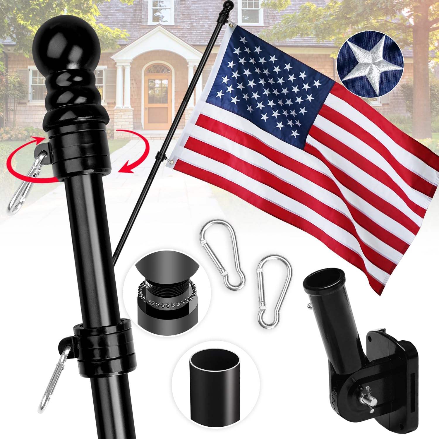 Amazon.com : XIFAN Premium American Flag with Pole for House, Outside ...