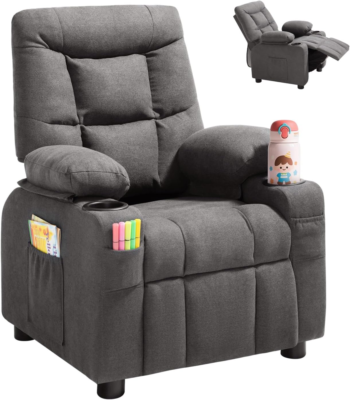 Amazon.com: VEVOR Kids Recliner, Toddler Recliner with Cup Holders and ...