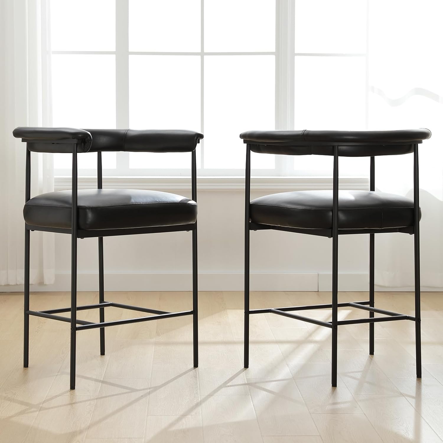 Amazon.com: DUOMAY Modern Barrel Bar Stools Set of 2, 26" Counter ...