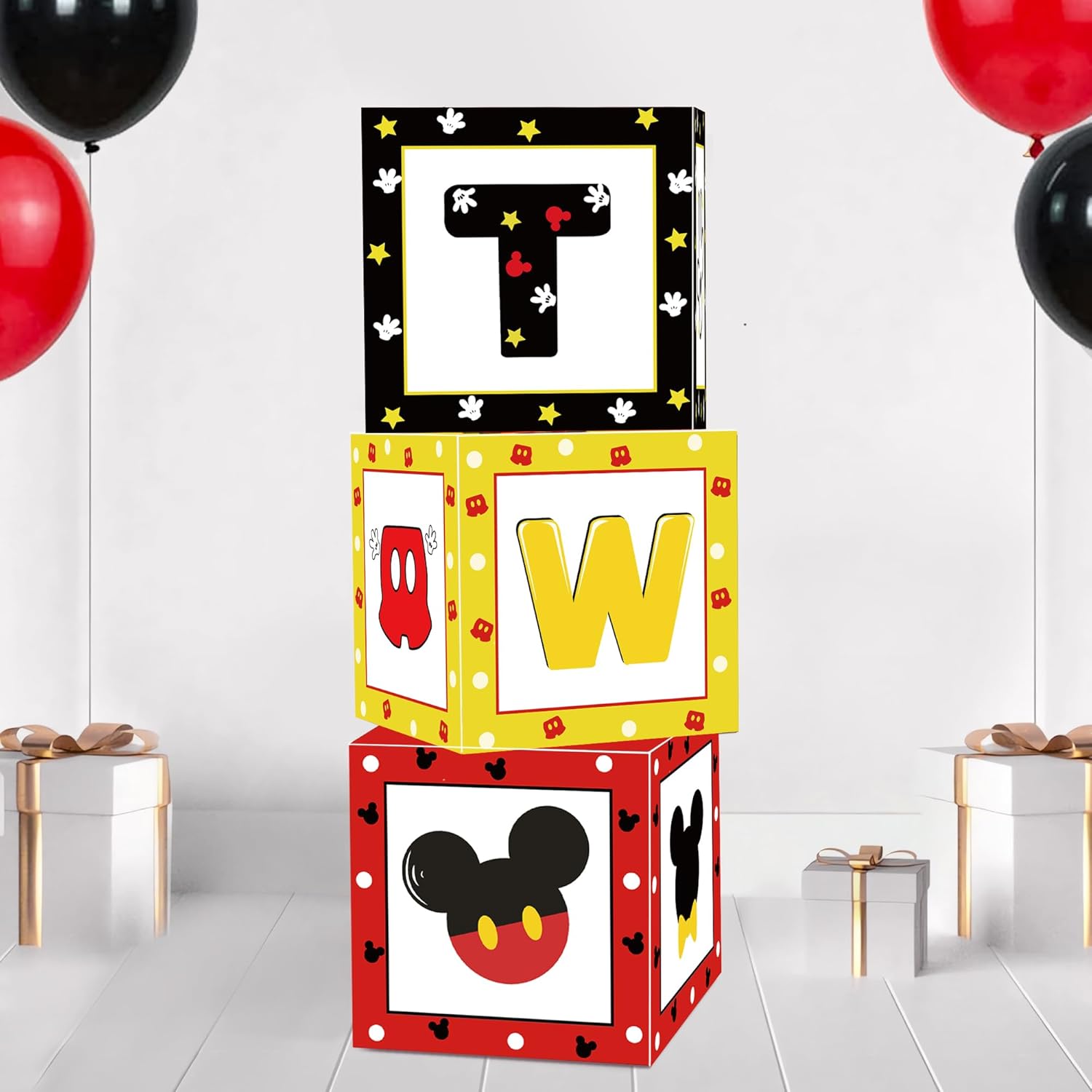Amazon.com: FVABO Mickey 2nd Birthday Party Balloon Box - 3Pcs Mickey ...