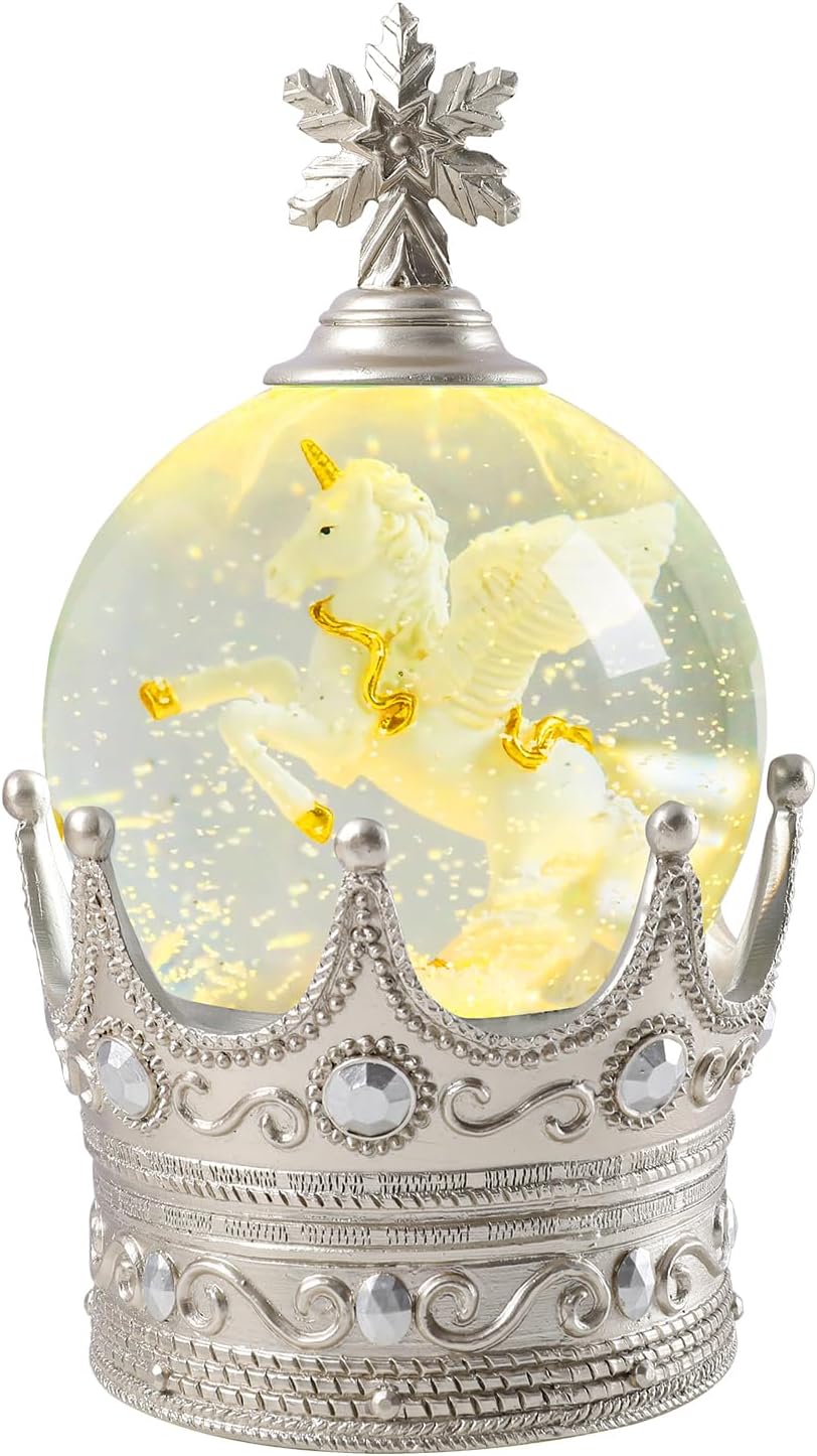 Amazon.com: Taman Christmas Snow Globe, Crown White Horse Musical ...