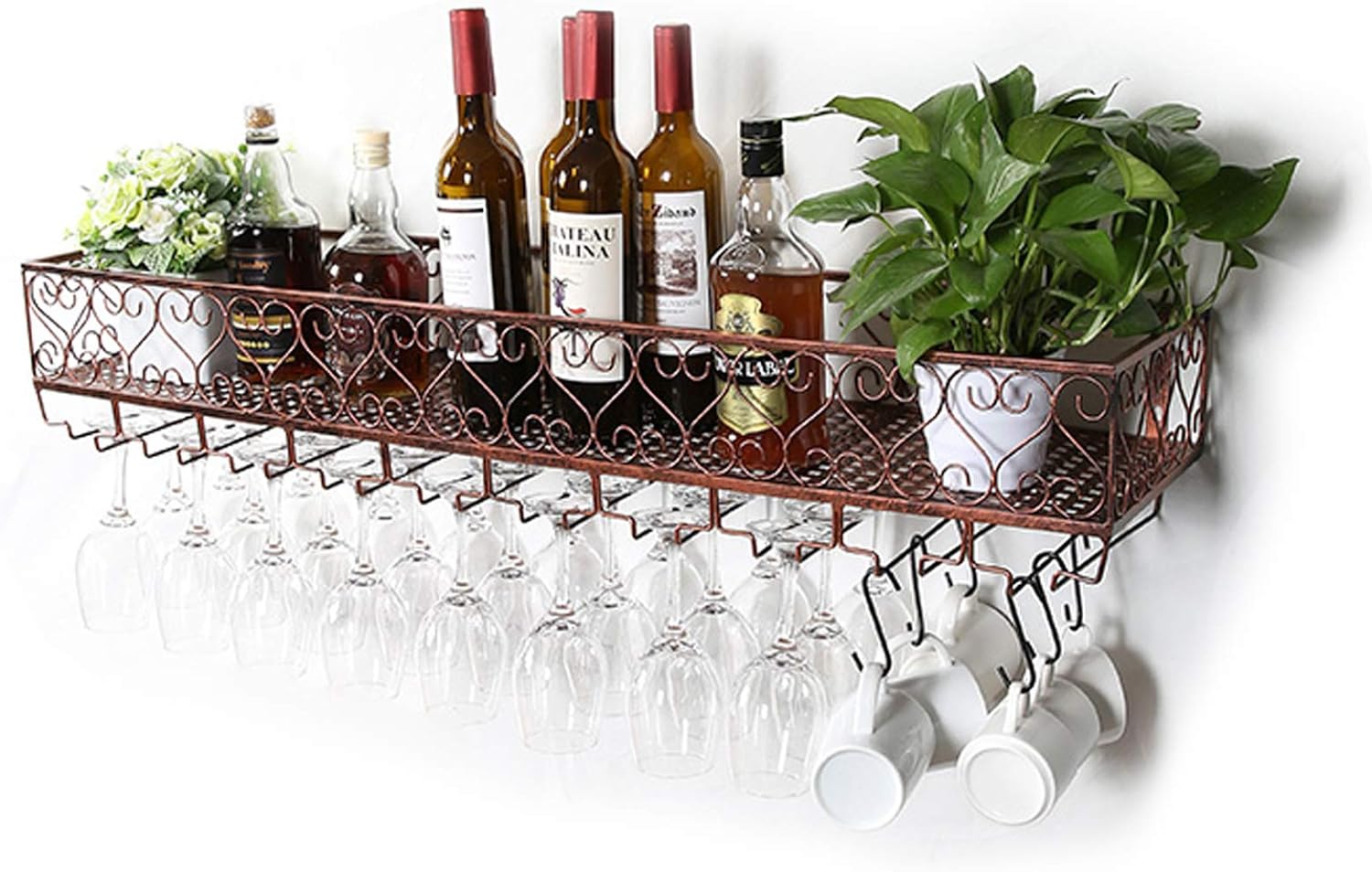 Amazon.com: ESSBAG Wine Rack, Wall-Mounted Wine Racks, Iron Art Wine ...