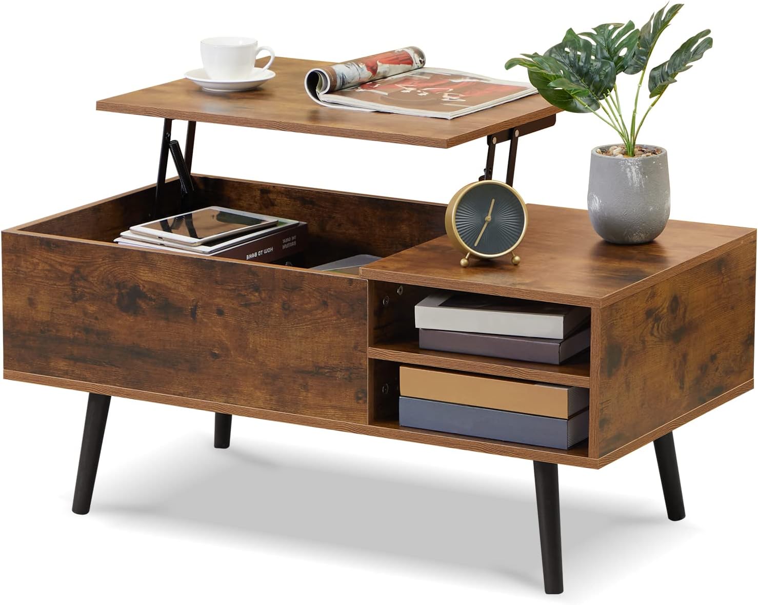 Amazon.com: 39.4 Inch Lift Top Coffee Table with Storage Shelf and ...