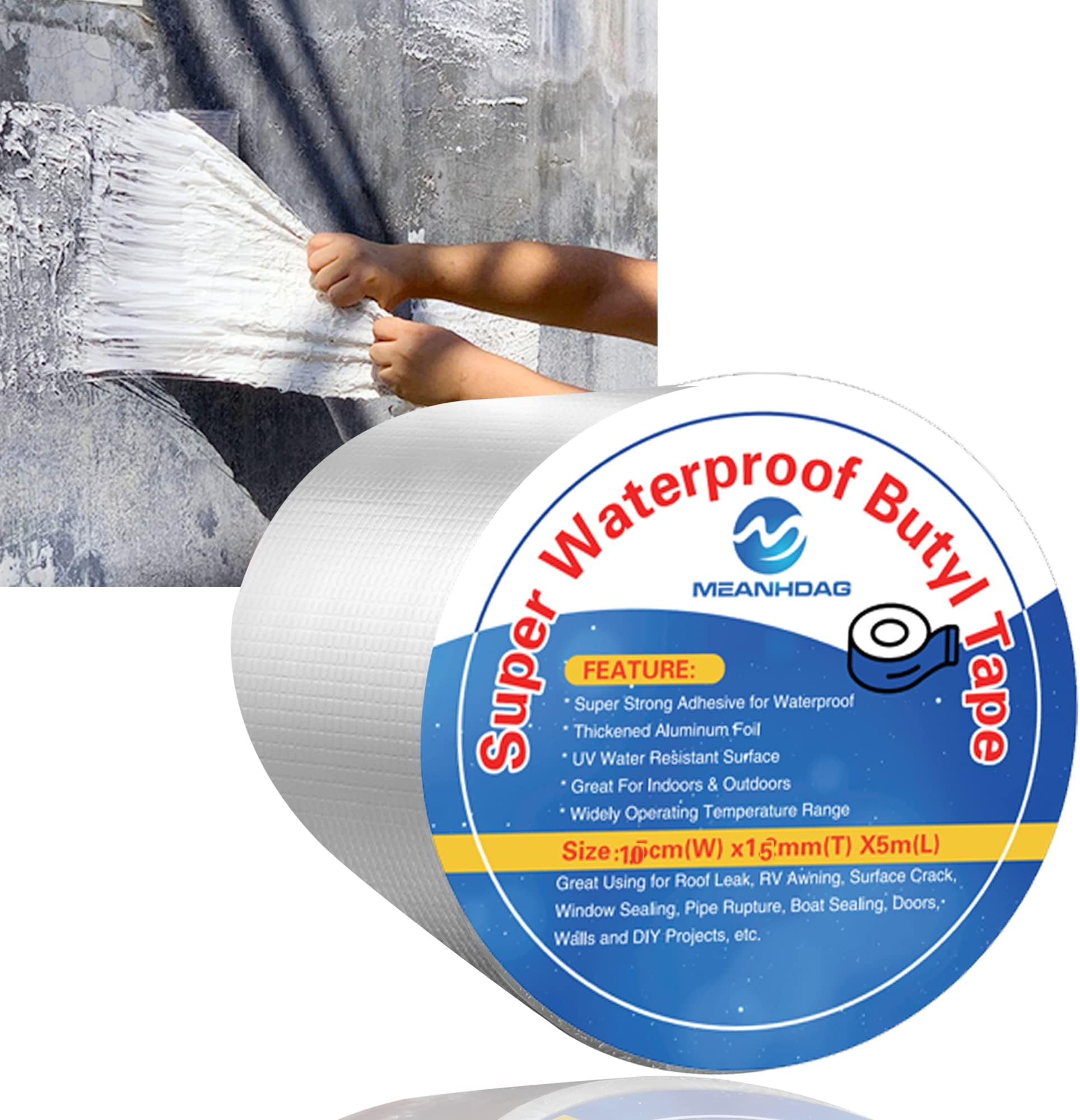 All-Purpose Super Waterproof Seal Repair Tape and Patch, Adhesive Butyl ...
