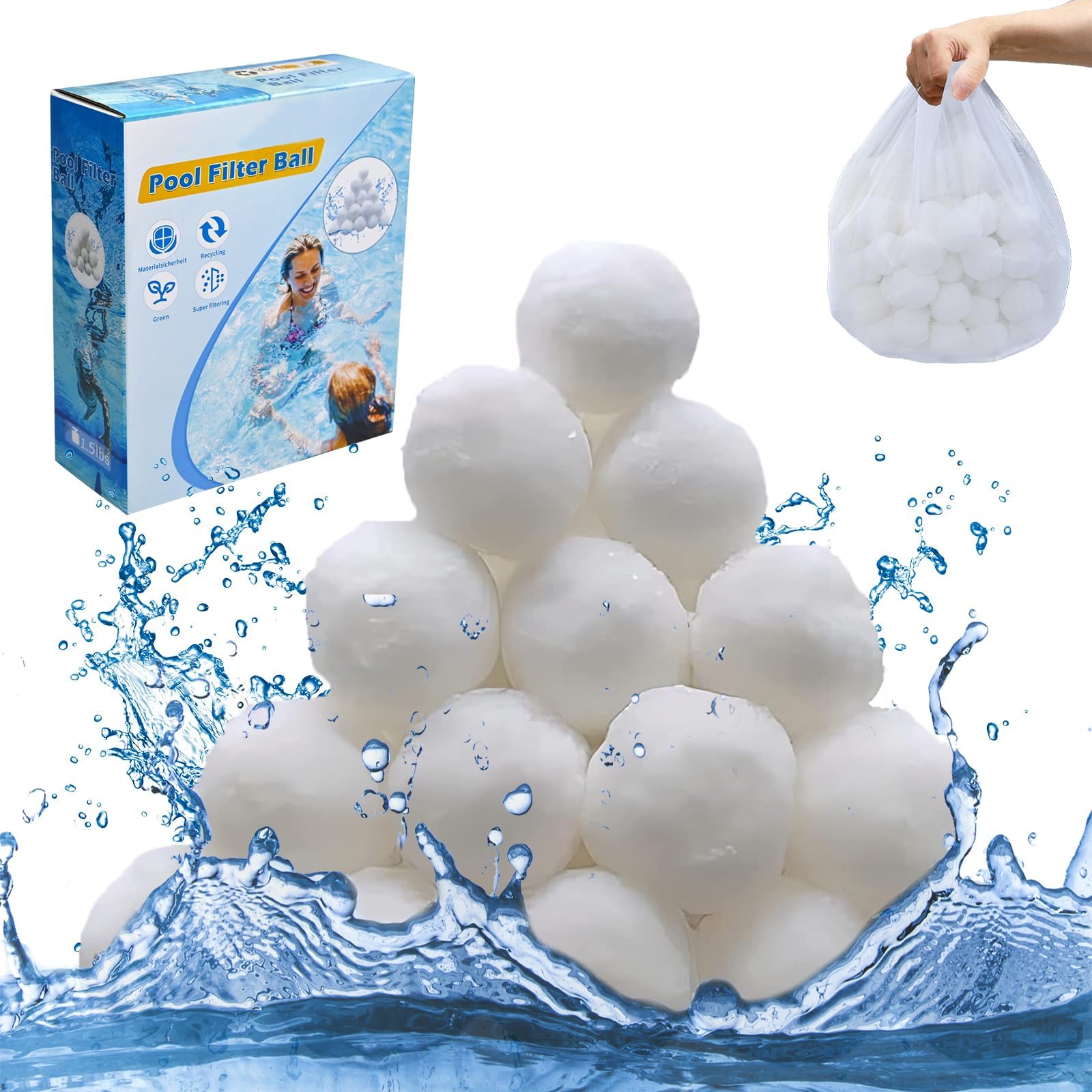 Amazon.com : XWWQSP Pool Filter Balls for Sand Filter, 1.5lbs Reusable ...