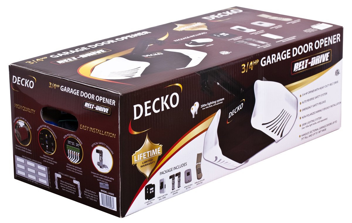 Snapklik.com : Decko 24503 3/4 Horse Power Heavy Duty Quiet Belt Drive Garage Door Opener