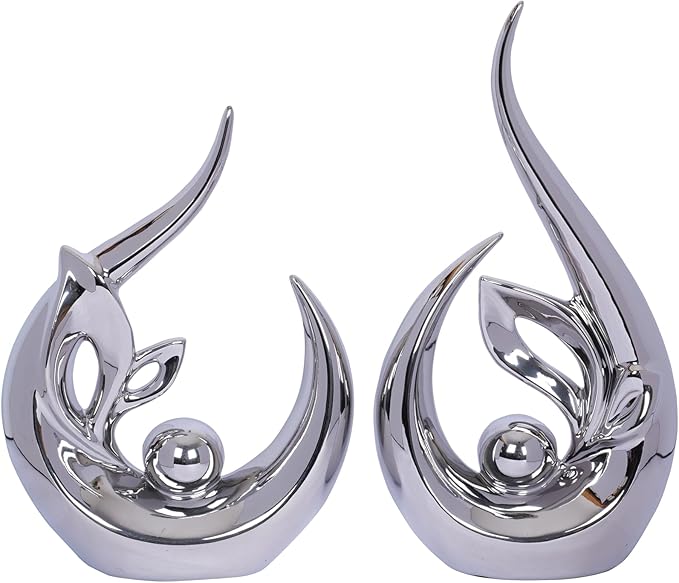 Amazon.com: 2 PCS Silver Decor Accent Ceramic Statue Abstract ...