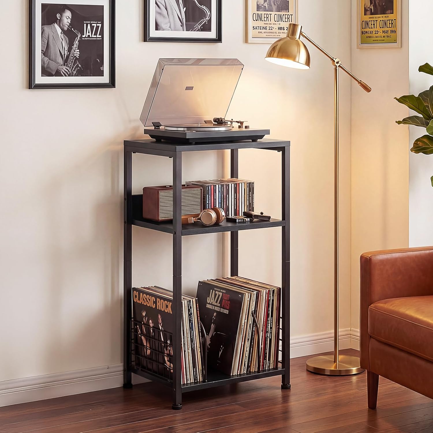 Amazon.com: DUMOS 3 Tier Side Table, 1 Pack Record Player Stand with ...