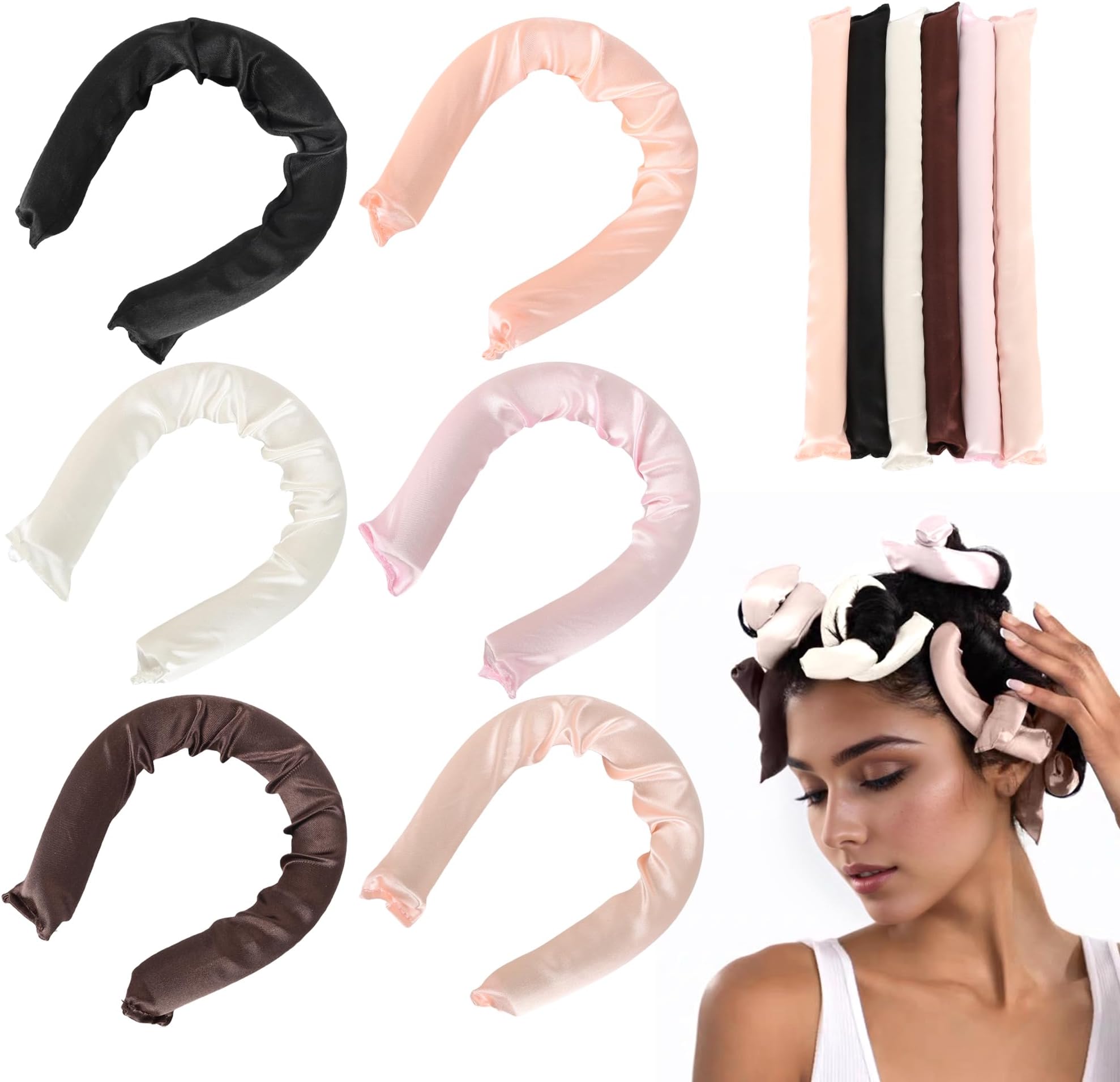 Amazon.com : Satin Covered Overnight Hair Curlers, Flexi Rods for ...