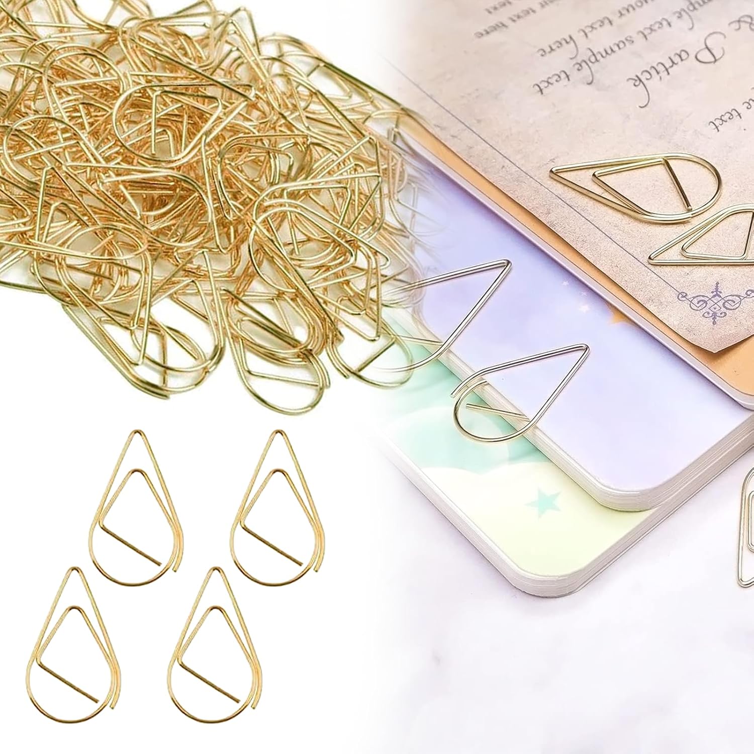 150PCS Durable Golden Paper Clips Holds Your Paper Securely Water Metal ...