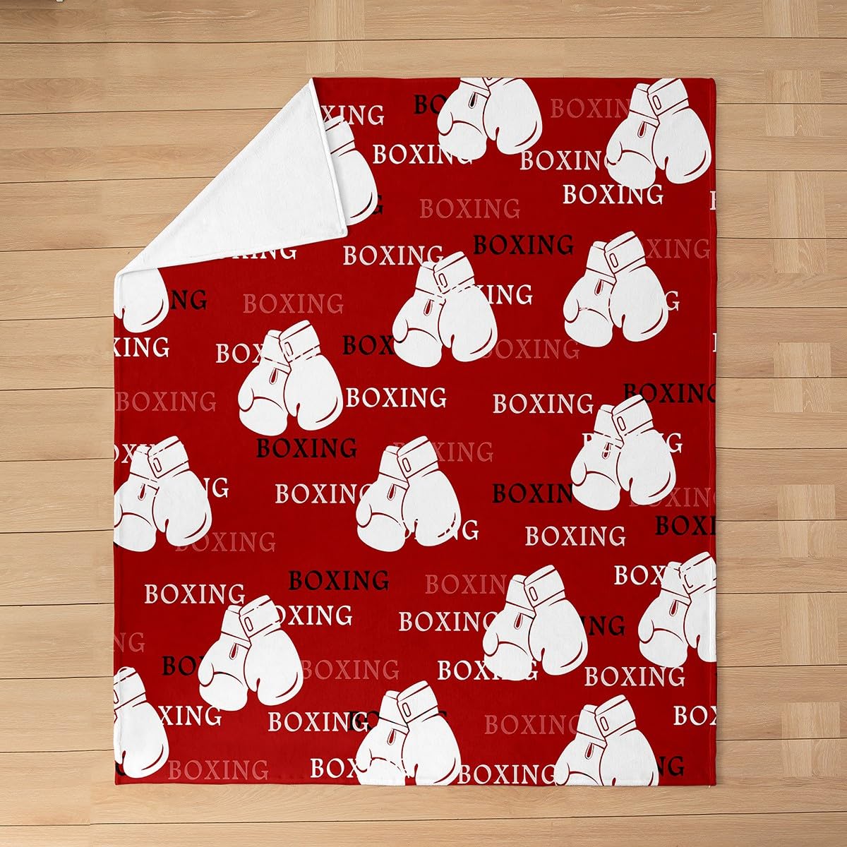 Boxing Gloves Pattern Fleece Throw Blanket Sports Theme Sherpa Blanket ...