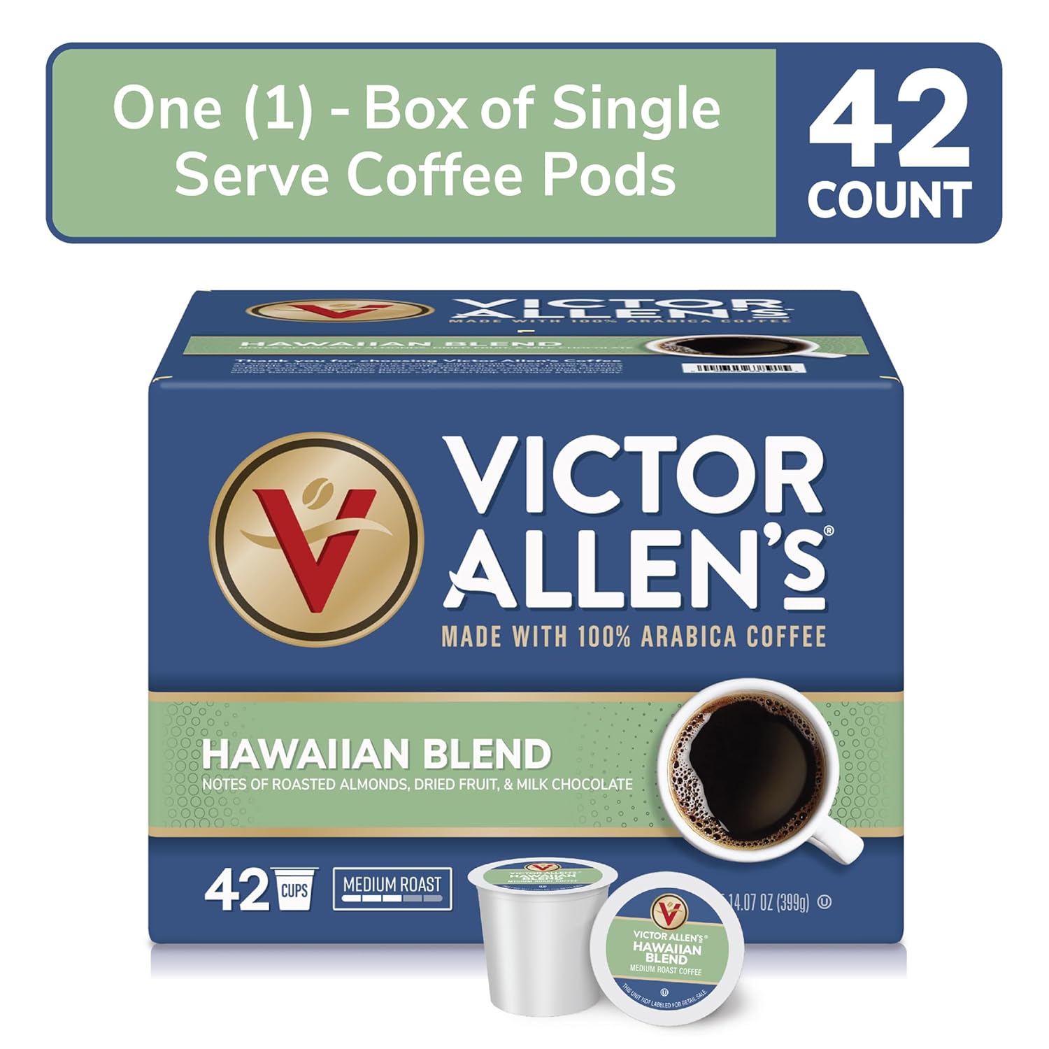 Victor Allen's Coffee Hawaiian Blend, Medium Roast, 42 Count, Single ...