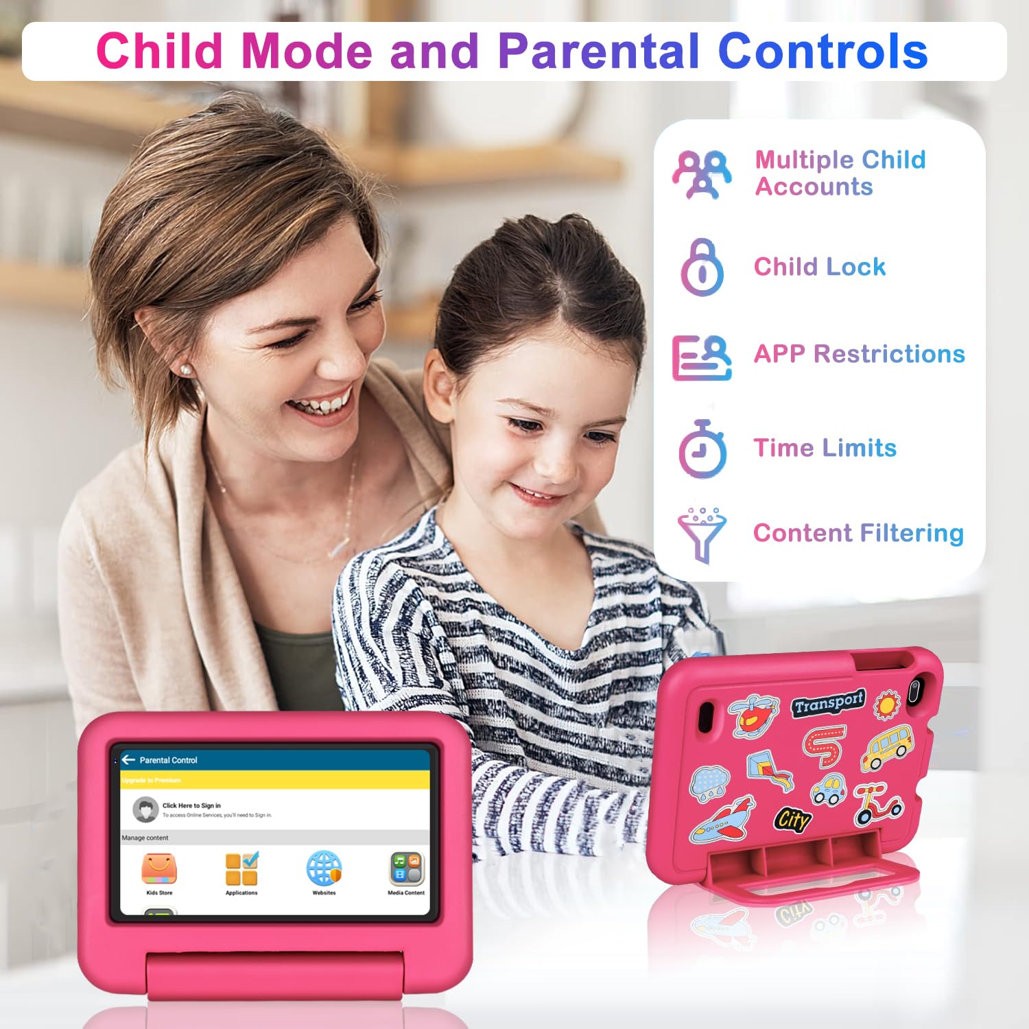 Snapklik.com : SEBBE Kids Tablet Android 13 Tablet 7 Inch, 7GB RAM+64GB ...