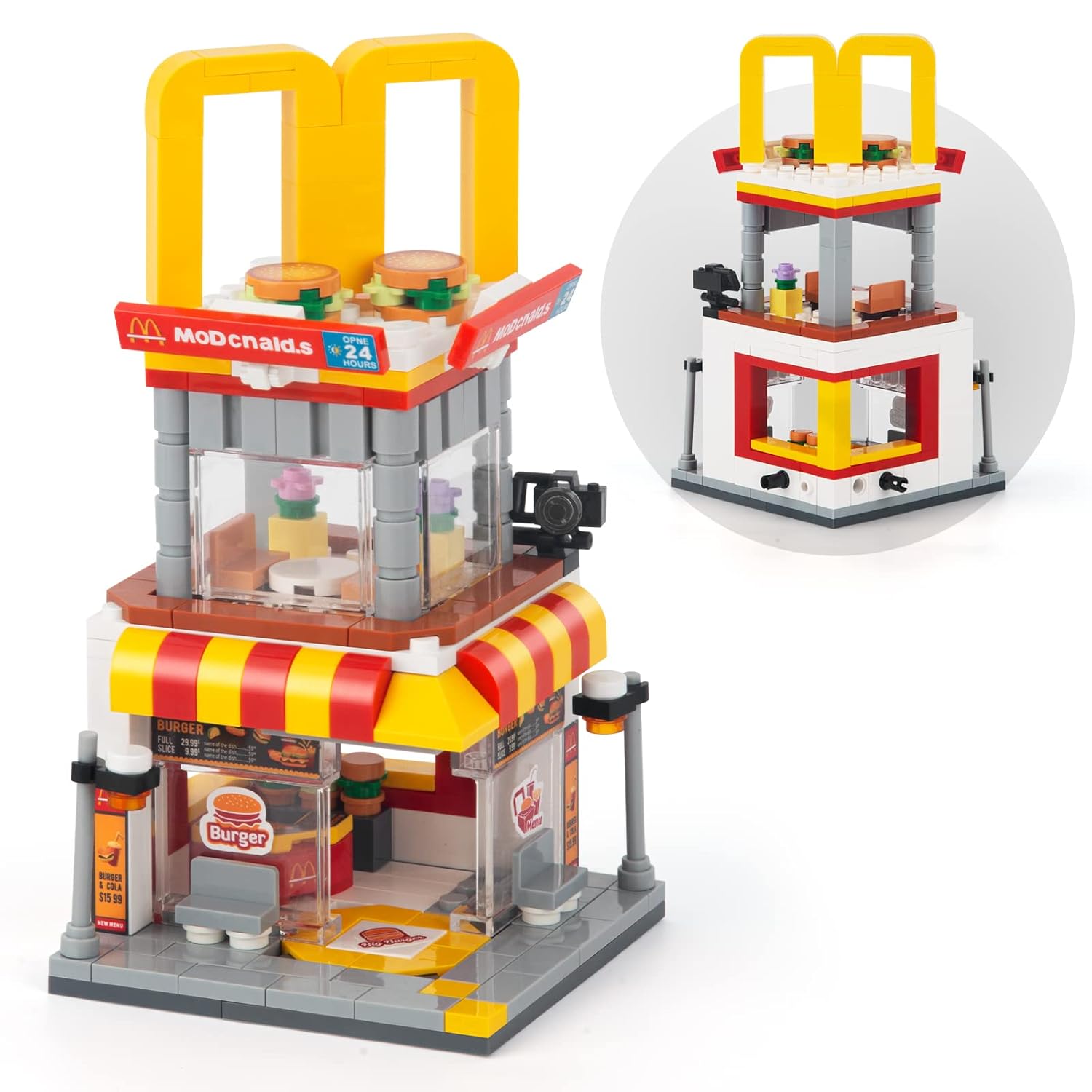 City Street View Burger Shop Building Set, MOC Creative Burger Toys ...