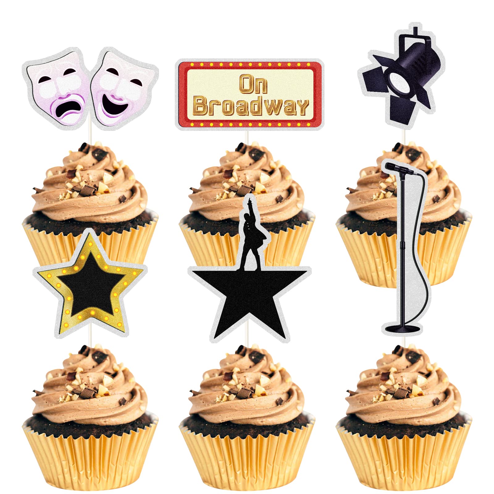 Buy MEFENG On Broadway Cupcake Toppers,Happy Birthday Cake Topper ...