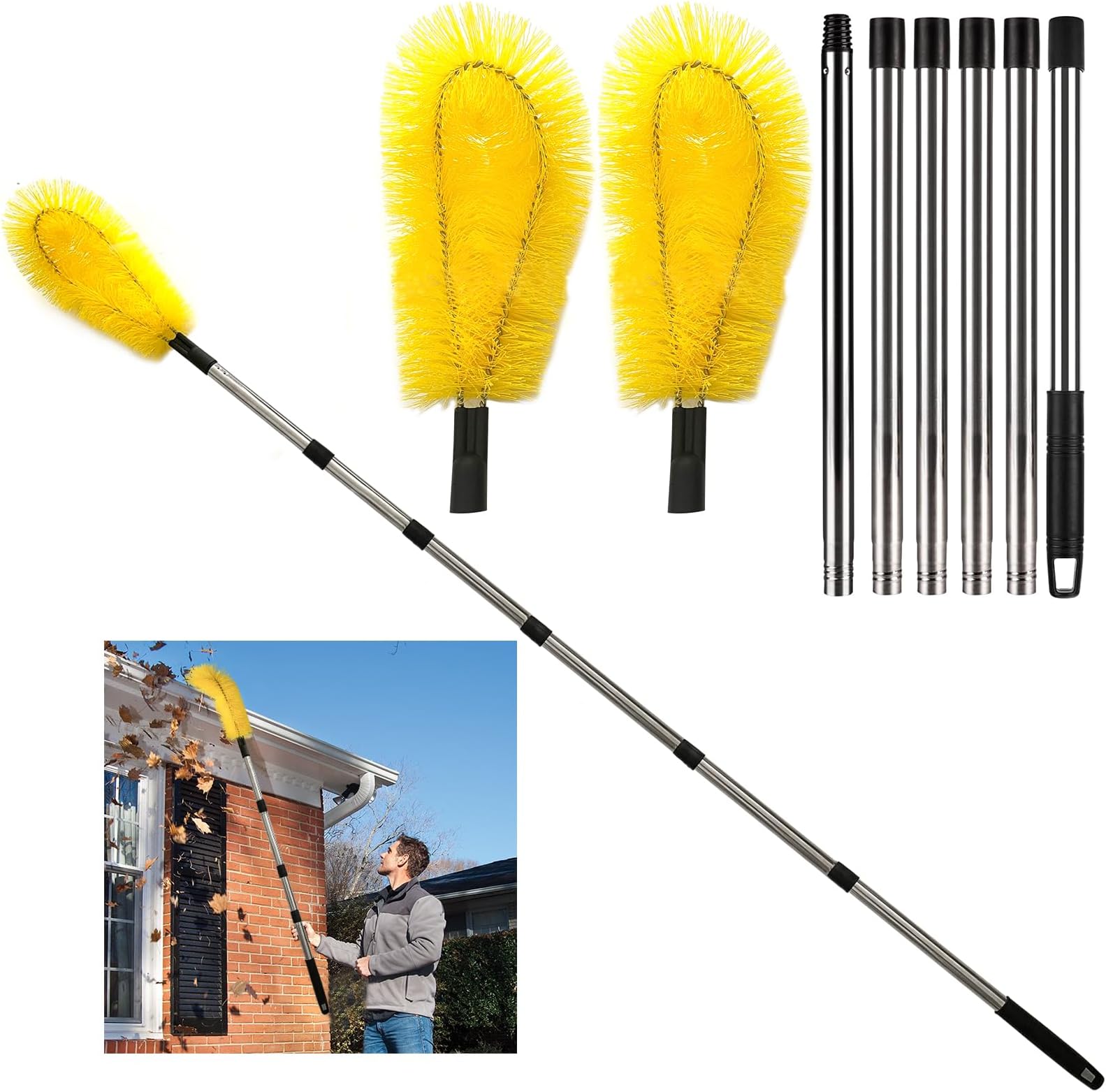LAIAMER Gutter Cleaning Tools from The Ground, 8.2ft Gutter Cleaner ...