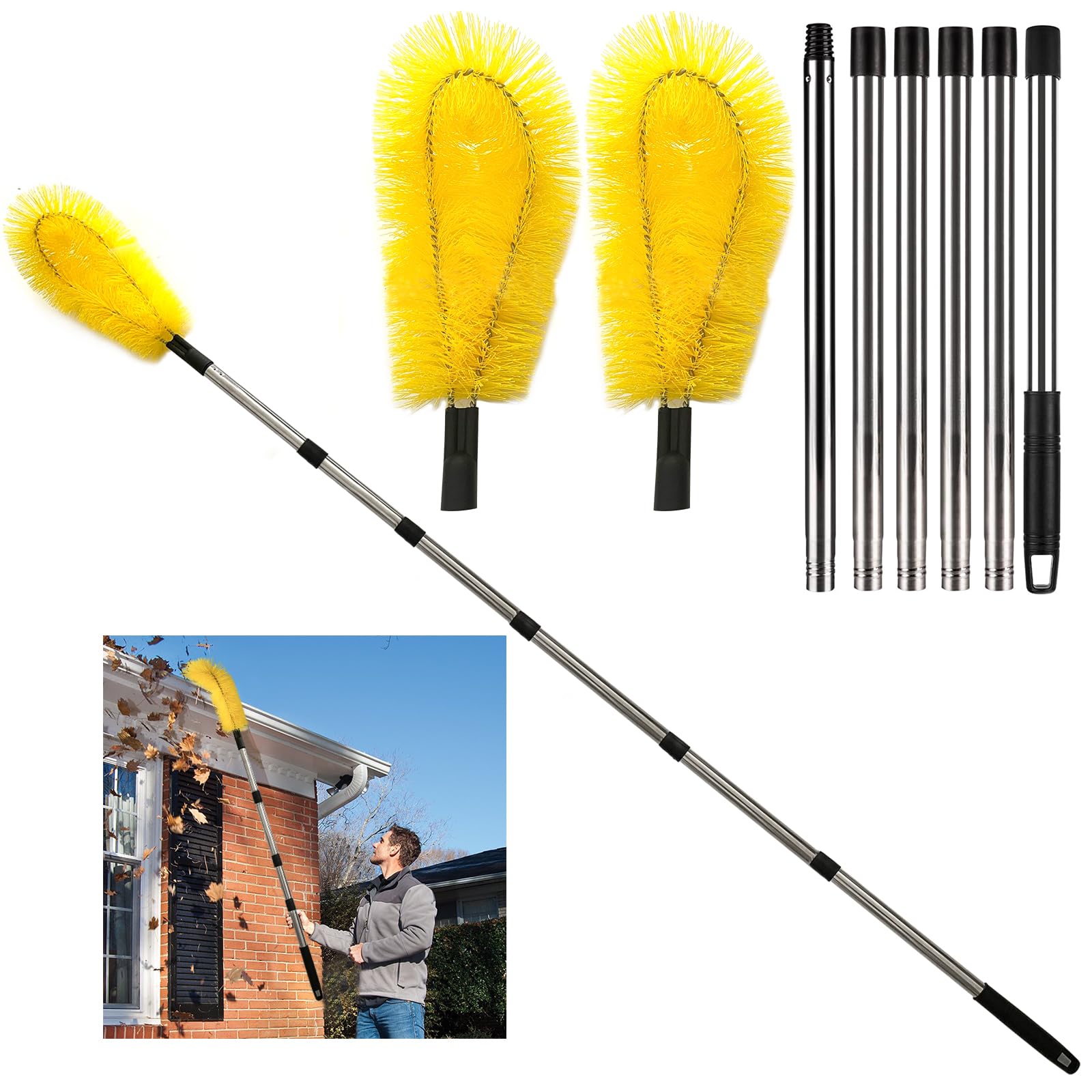 LAIAMER Gutter Cleaning Tools from The Ground, 8.2ft Gutter Cleaner ...