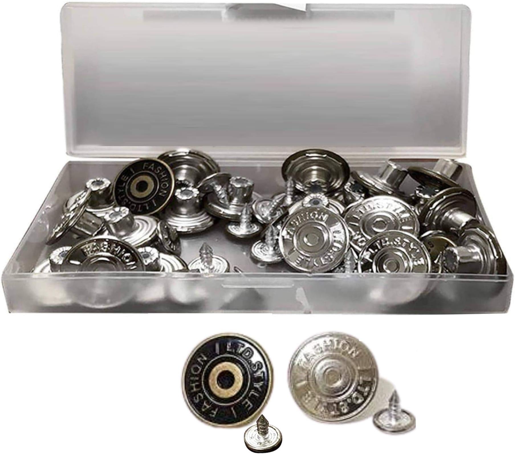 Amazon.com: 12 Sets Brass Jean Tack Buttons Replacement No Sew Metal ...