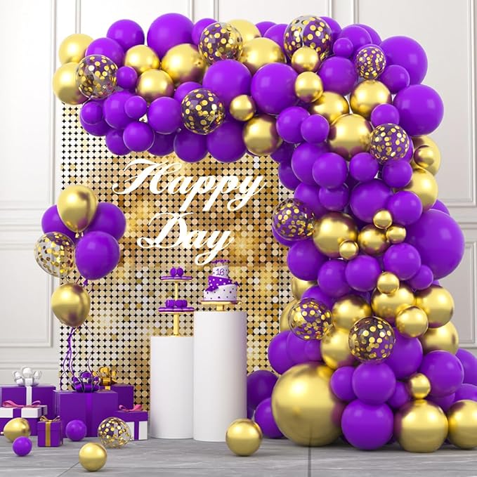Amazon.com: Dark Purple Gold Balloon Garland Arch Kit - 121PCS Purple ...