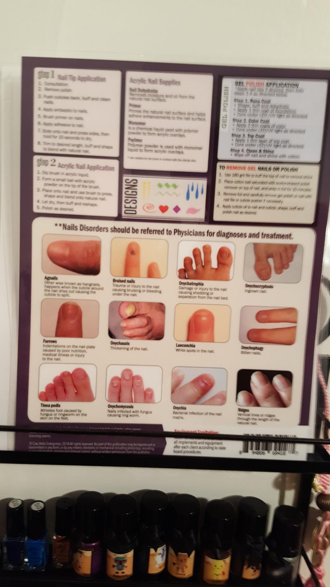 Amazon.com: Nail Tech Chart - 2-Sided Laminated Quick Reference Guide ...