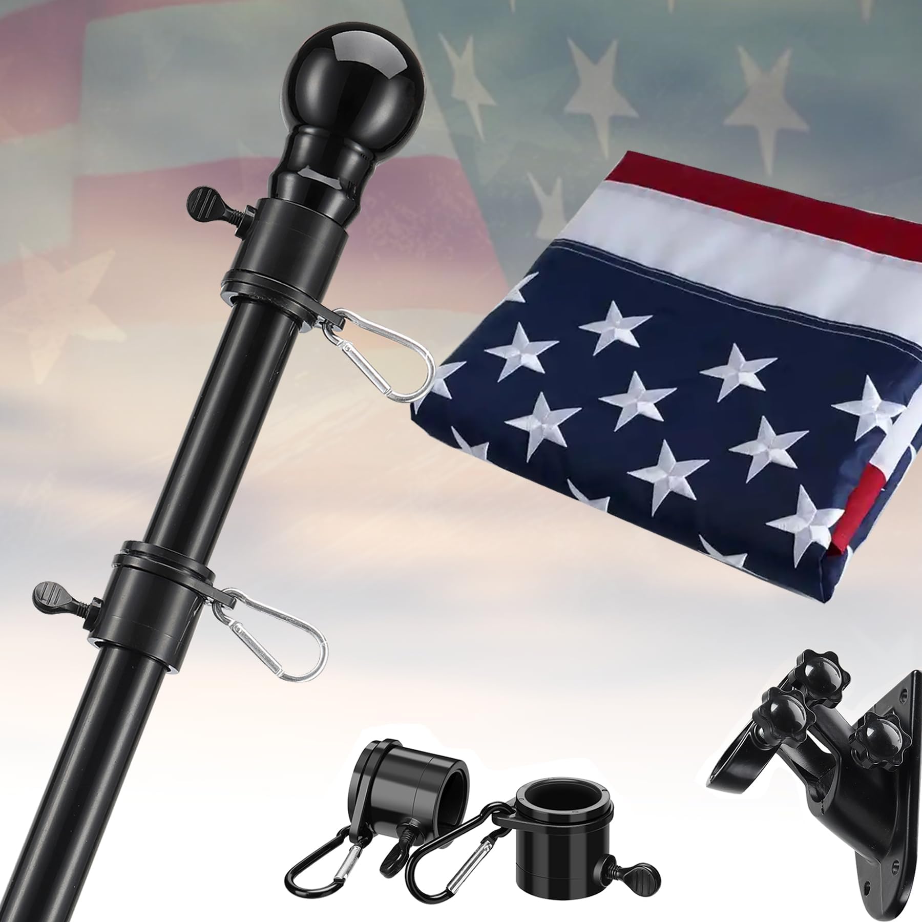 Amazon.com : Flag Poles for Outside in Ground - 8.5 ft Non-Tangle Heavy ...