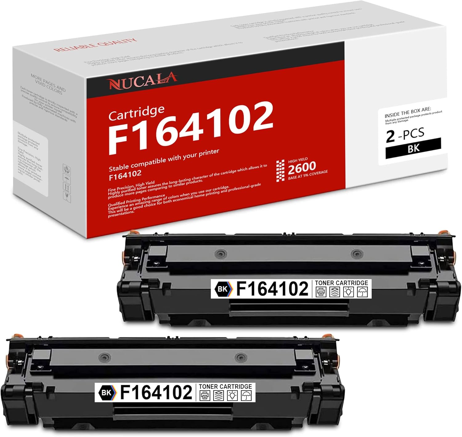 Amazon.com: F164102 Black Toner Cartridge (2-Pack): NUC Compatible ...