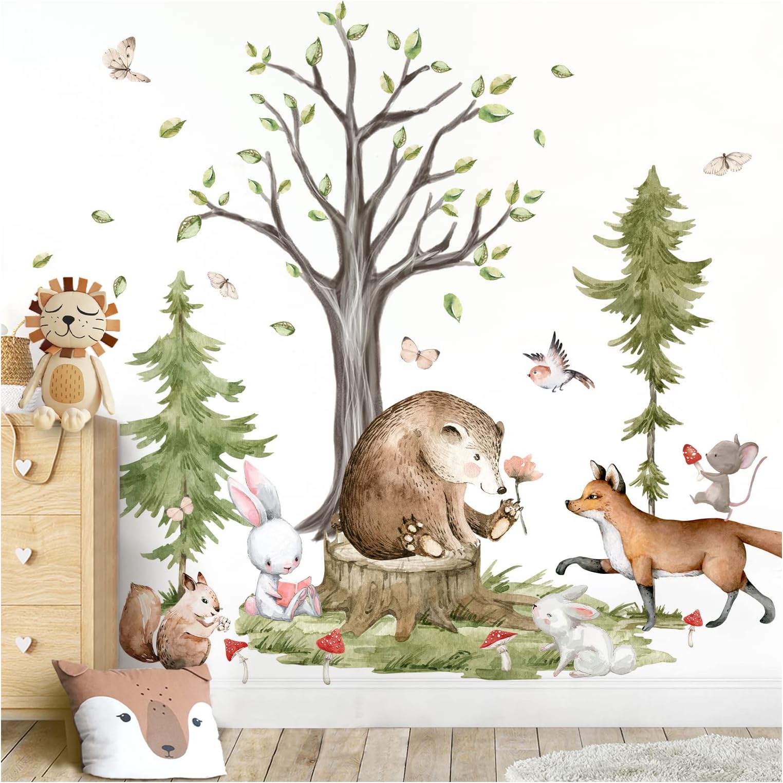 Grandora Waldtiere Wandtattoo für Kinderzimmer Baby Wandsticker Baum ...