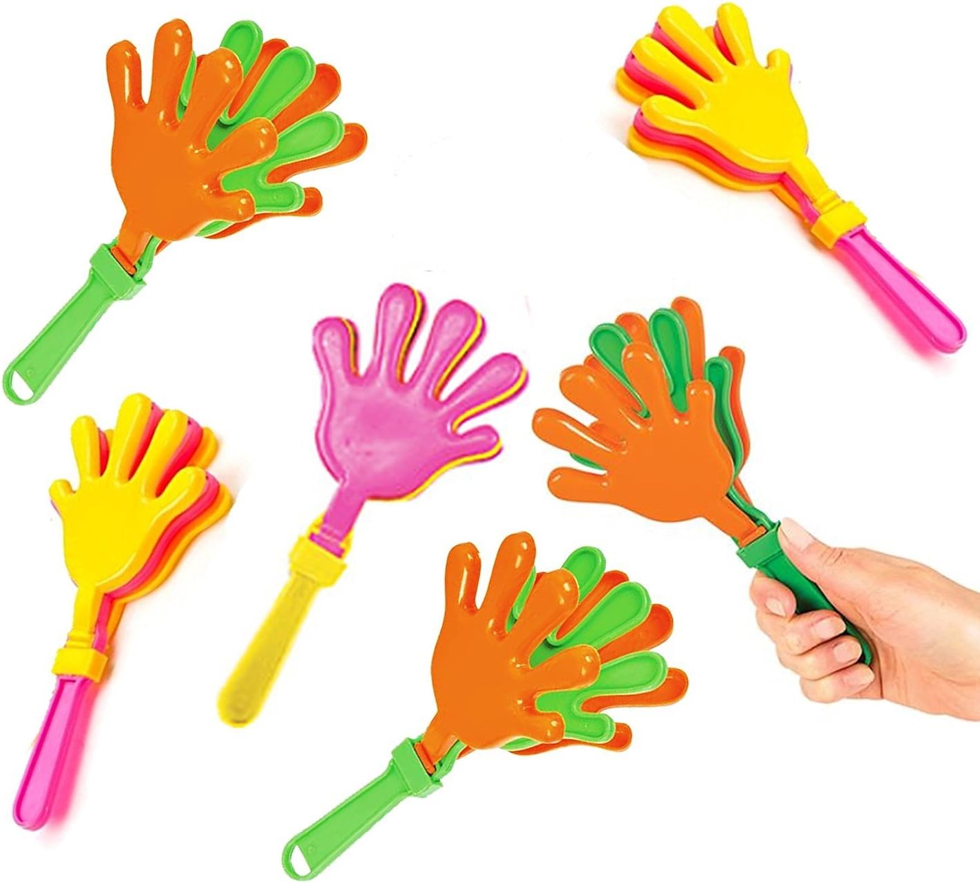 Amazon.com: Play Kreative Colorful Plastic Hand Clappers - Pack of 12 ...