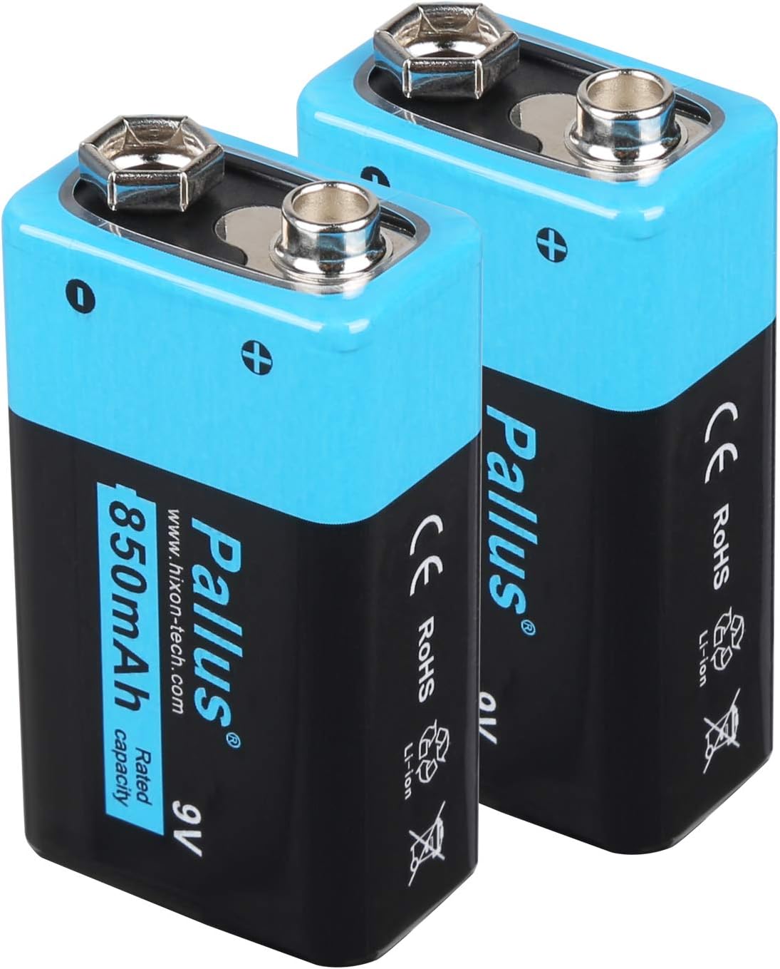 Amazon | 9V 充電式 電池 850mAh 大容量 9ボルト 6P形電池 006P充電池 6F22 角型バッテリー 2時間の急速充電 1000回以上リサイクル可能 煙感知器 金属探知機 ...