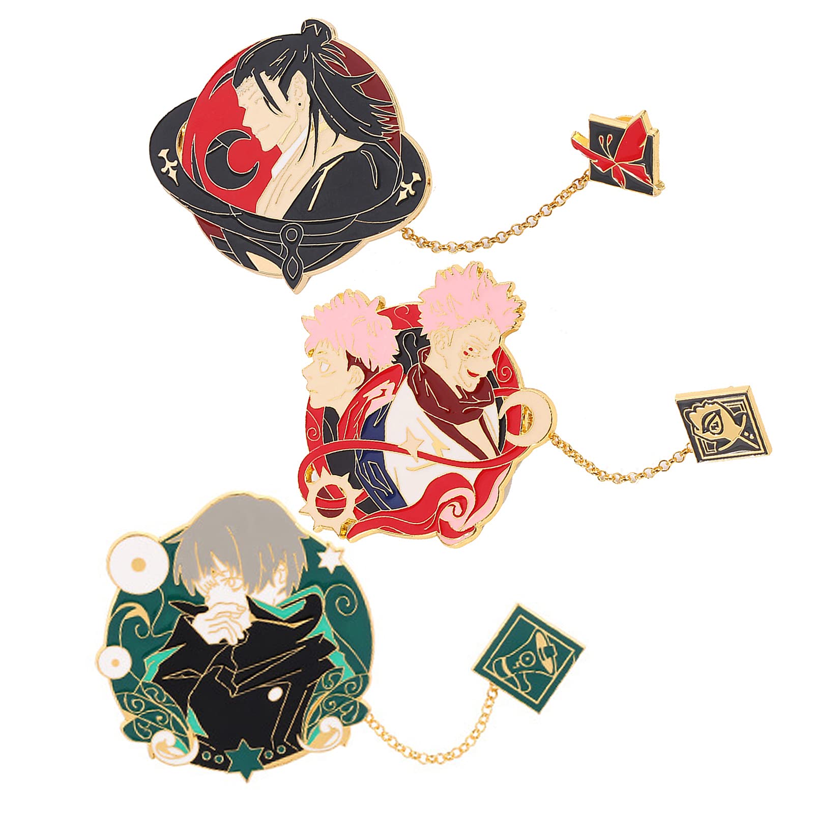 Buy 3pcs Jujutsu Kaisen Pins Enamel Brooch, Cute Cartoon Gojo Satoru ...